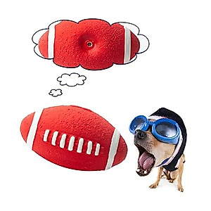 Pet chew Toys Pet Dog Toys Latex Relieve Boredom Vocalization Interactive Teething Tearing Bite Resistant Rugby Ball Tennis Ball Pet Toys (Color : Red Football)