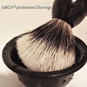 Je&Co 100% Fine Silvertip Badger Bristle Shaving Brush, With Heavy Weight Resin Base (Curved Top)