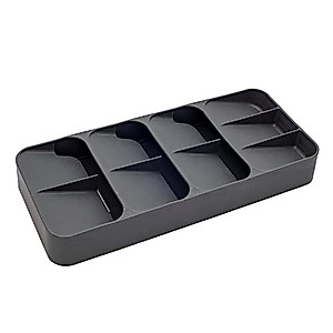 DecoBella Compact Cutlery Organizer, 9-Cells Silverware Flatware Dinner Cutlery Organizer Storage Tray, Space Saver Durable Kitchen Drawer Tray for Spoons Forks Knives (Grey)