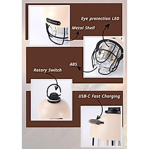 Crazy Power Camping Lantern Rechargeable LED Camping Light Premium Vintage Light 4500 mAh High Capacity Dimmable 3 Light Modes Waterproof for Camping Hiking Fishing Power Outages (CPG100 Apricot)