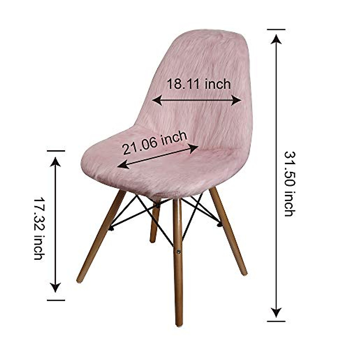 GIA Contemporary Armless Wood Legs and Removable Faux Fur Chair Cover, Champagne Pink