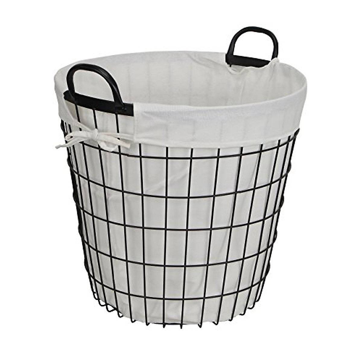 Cheung's 16S004 Lined Metal Wire Basket with Handles, Black