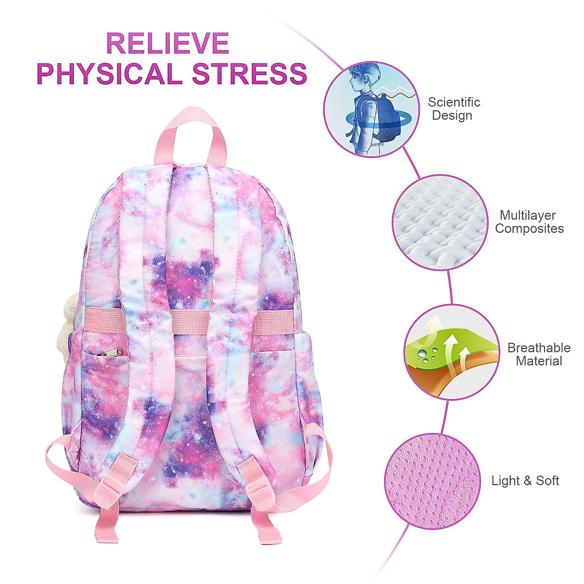 Galaxy Pattern Backpack Kids Backpack for Girls Lightweight Preschool Backpack for Toddlers Boys Girls (12M+) Ages