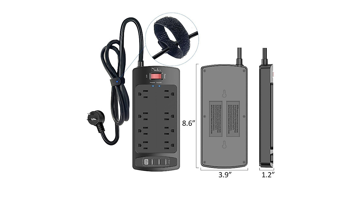 Nuetsa Surge Protector Power Strip with USB and 8 Outlets