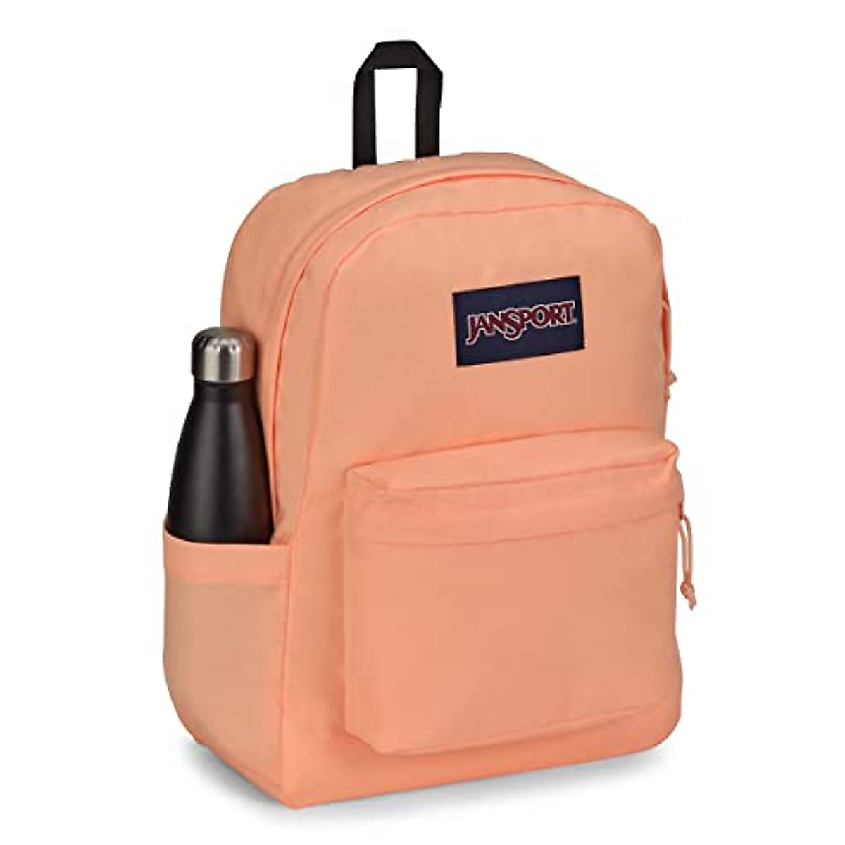 JanSport Superbreak Plus Backpack - Work, Travel, or Laptop Bookbag with Water Bottle Pocket, Peach Neon