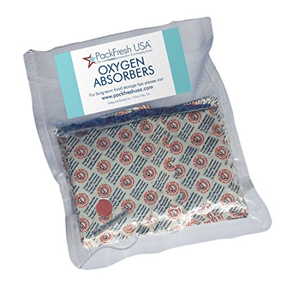 PackFreshUSA: 5 Pack - 2000cc Oxygen Absorber Packs - Food Grade - Non-Toxic - Food Preservation - Long-Term Food Storage Guide Included