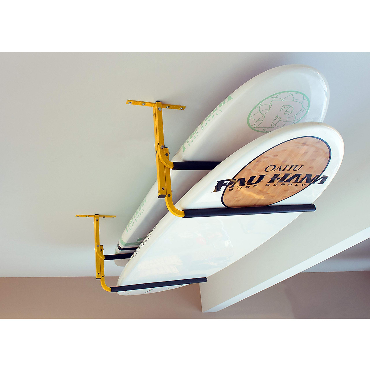 Suspenz Kayak Storage Rack, Ceiling/Under Deck Garage Hanger for 2 Kayaks and SUPs, Yellow, 11-7800