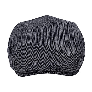 STARANCE Men Hat Wool Blend Newsboy Ivy Hat Tweed Flat Cap (Herringbone Gray, 7 1/2)