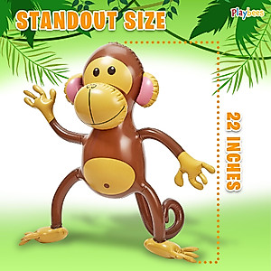 Playbees Large Inflatable Monkey 27" - 6 Pack Blow Up Animal Party Favors - Inflatables Jungle Decor, Monkeys for Baby Shower, Safari Birthday Kids & Toddlers Decorations, Kids Animal Party Supplies