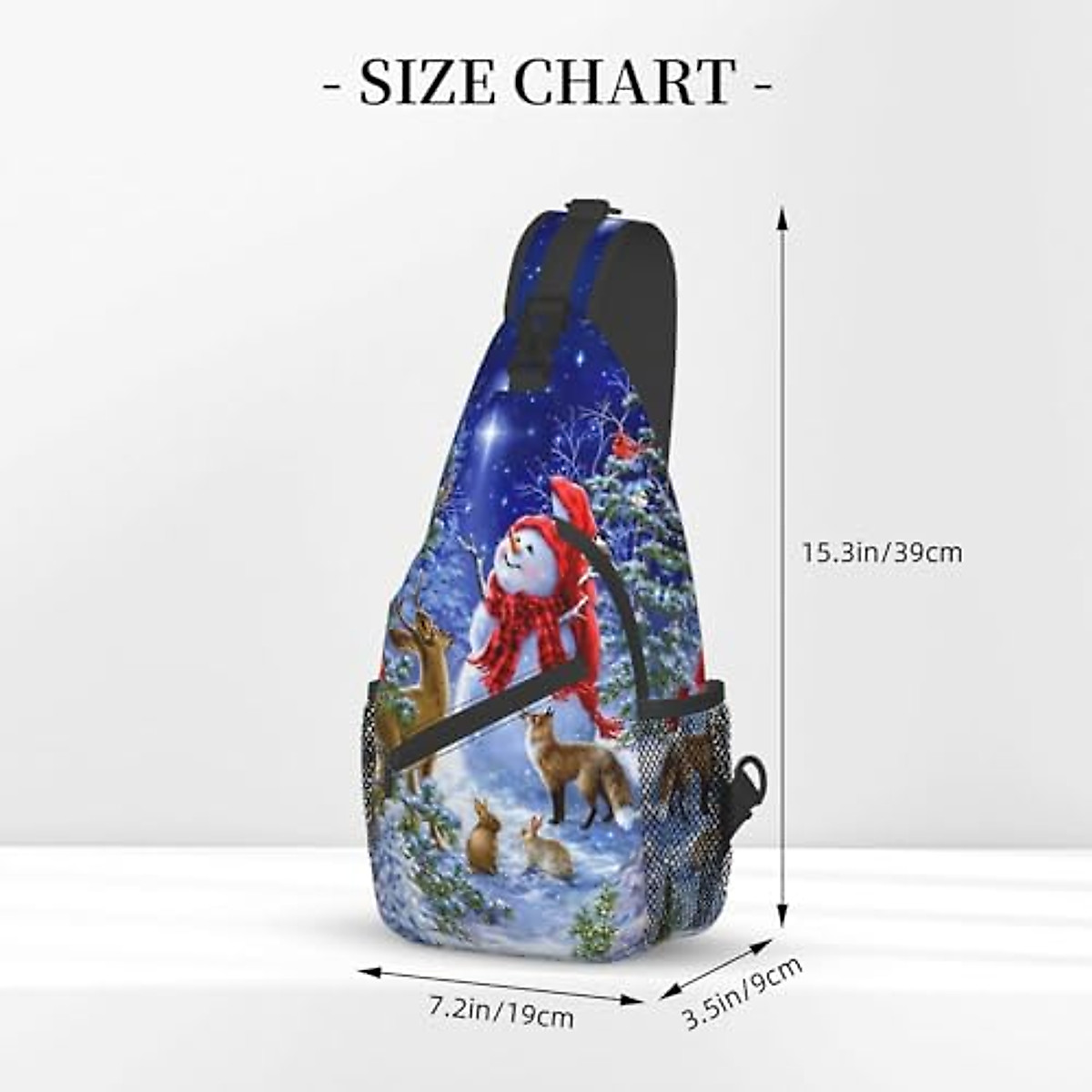 Christmas Santa Snowman Sling Bag, Fashion Crossbody Backpack Shoulder Bag Chest Bag for Men Women Outdoor Hiking Travel