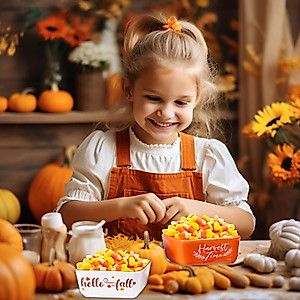 Kederwa 2pcs Fall Candy Dish Set,Mini Autumn Ceramic Candy Bowl with Fall Leave Harvest Fall Tiered Tray Decor Fall Gifts