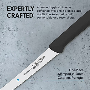 Messermeister 4.5” Serrated Tomato Knife with Matching Sheath, Black - German 1.4116 Steel Alloy - Rust Resistant & Easy to Maintain - Handcrafted in Santa Catarina, Portugal