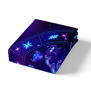 Erosebridal Zodiac Capricorn Bedding Comforter Cover Set Queen Size,Constellation Duvet Cover,Galaxy Theme Home Bedroom Decorative 3 Piece Bedding Set with 2 Pillow Shams,Soft Comfortable Gift