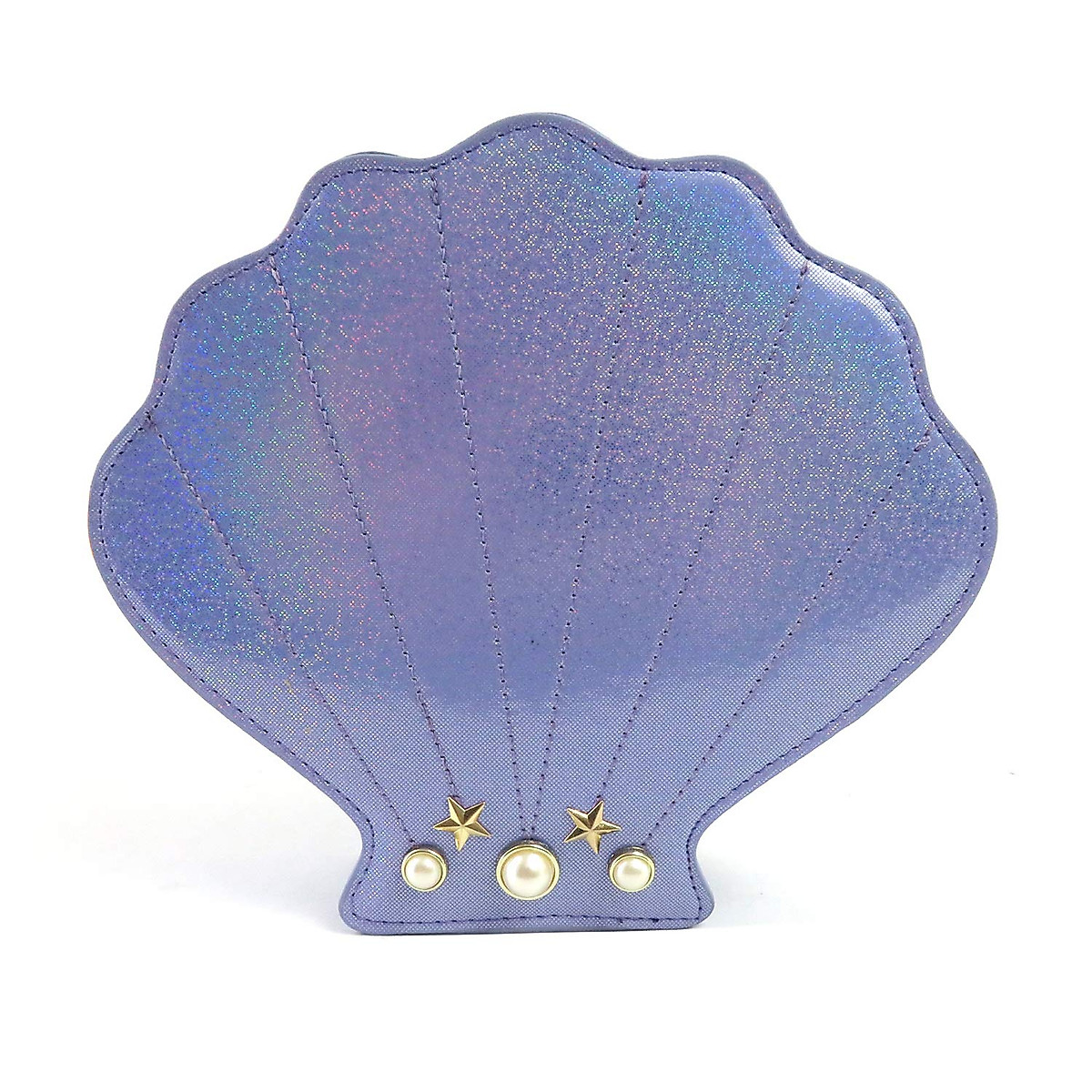 Hologram Laser Shell Shoulder Bags Pearl Cross-body Chain Purse Bags for Womens(Purple)