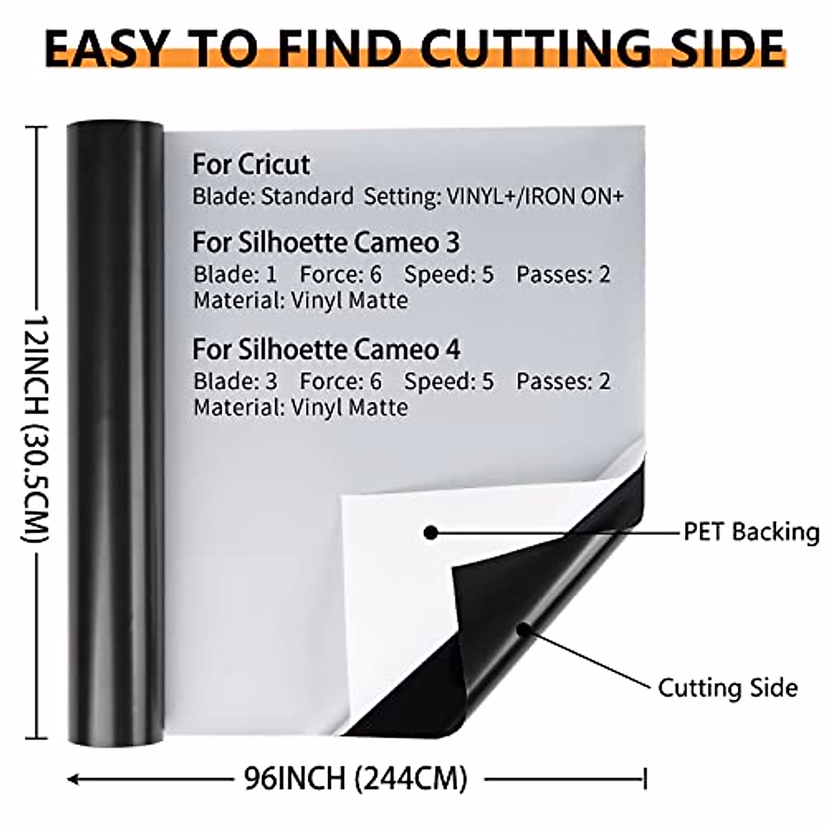 Lya Vinyl White Permanent Vinyl for Cricut - 12" x 8 FT White Adhesive Vinyl Roll for Cricut, Silhouette, Cameo Cutters, Signs, Scrapbooking, Craft Decal (Glossy White)