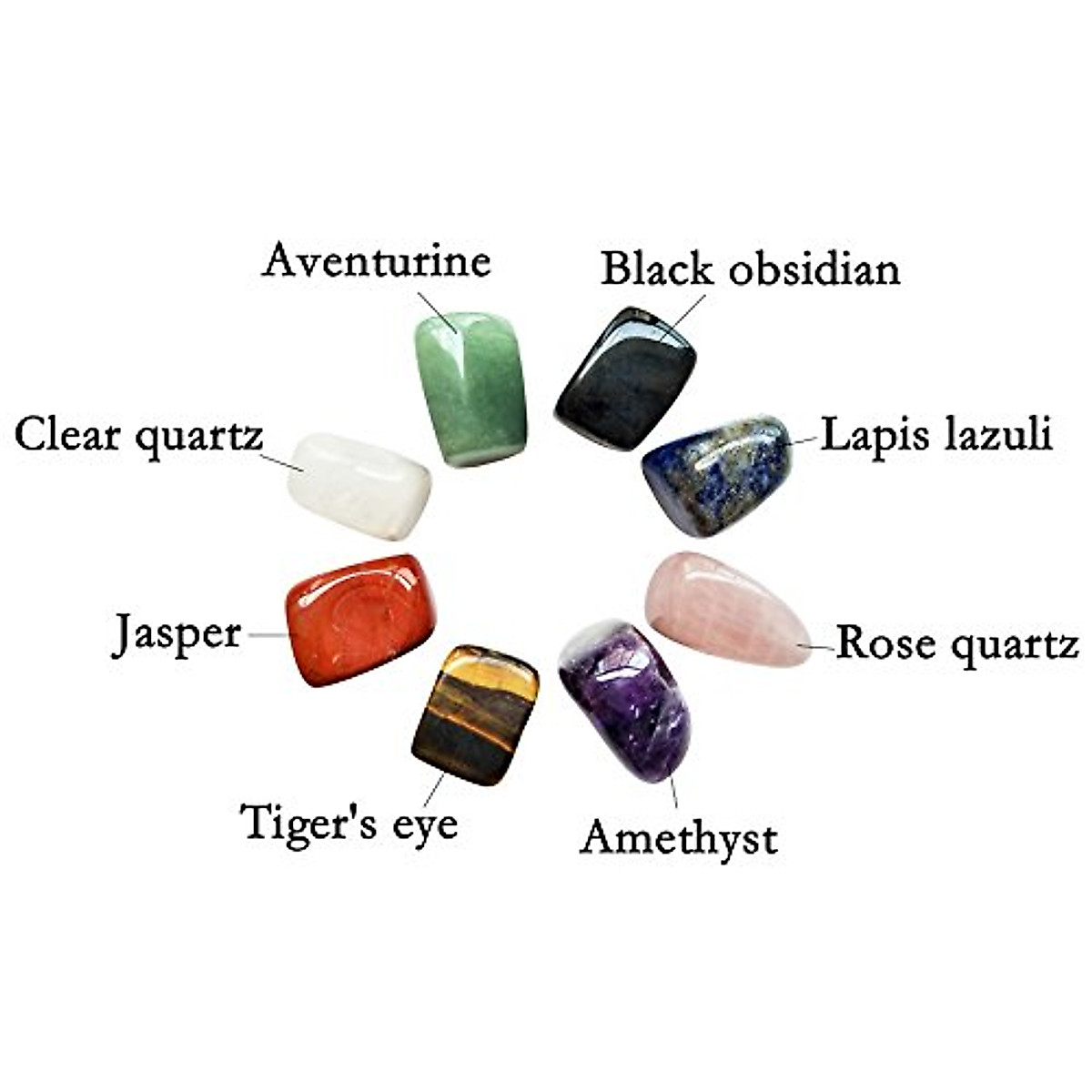 Chakra Stones Set of 7+1, Protection Crystals for Chakra Balancing, Healing Crystals and Stones for Crystal Therapy, Meditation & Reiki, Tumbled & Polished