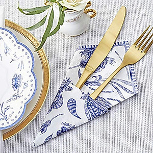 Kate Aspen Blue Willow Wedding Napkins, Thick Decorative Dinner Napkins, Luncheon Serveware, Perfect for Wedding Reception Or Bridal Shower