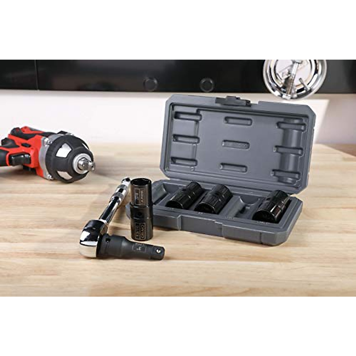 ARES 59010-5-Piece 1/2-inch Drive Lug Nut Flip Socket Set - Includes 17mm, 19mm, 21mm, 22mm Metric Sizes & 3/4-Inch, 13/16-Inch, 7/8-Inch, 15/16-Inch SAE Sizes - Impact Grade Chrome-Moly Steel