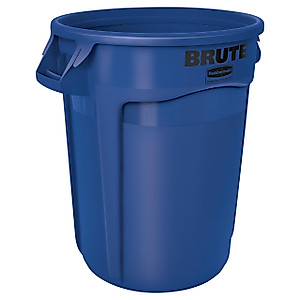 Rubbermaid Commercial Products FG263200BLUE BRUTE Heavy-Duty Round Trash/Garbage Can, 32-Gallon, Blue