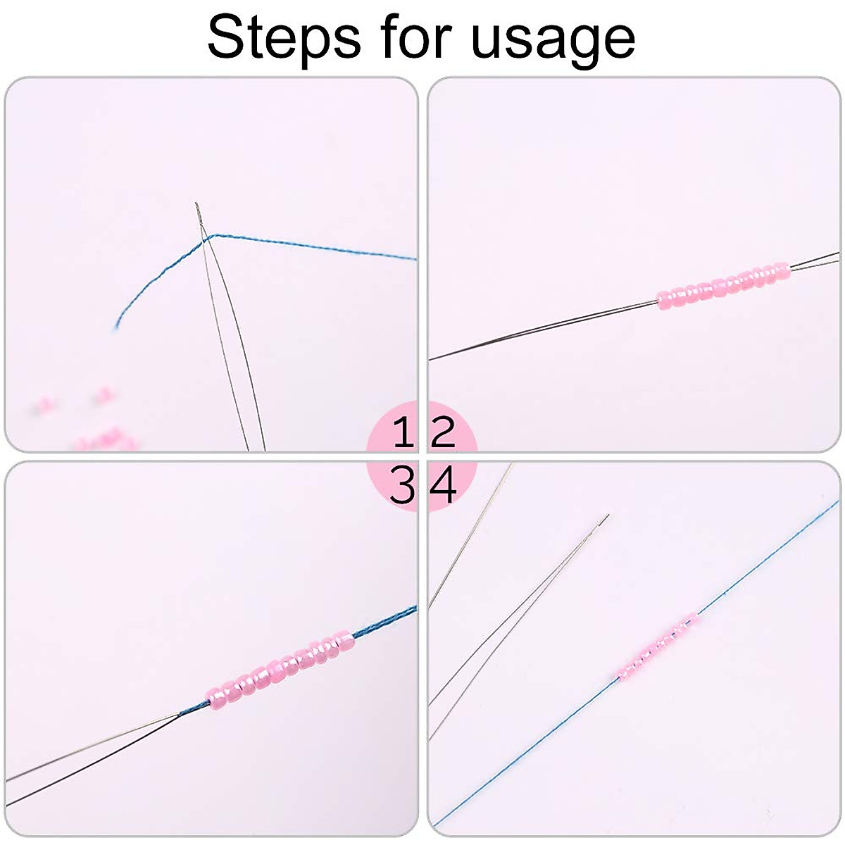 6 Pieces Beading Needles Big Eye Beading Needles Beading Embroidery Stainless Needles with Needle Bottle and 3 Pcs Bead Needle Threader for Jewelry Making (4.01inch)