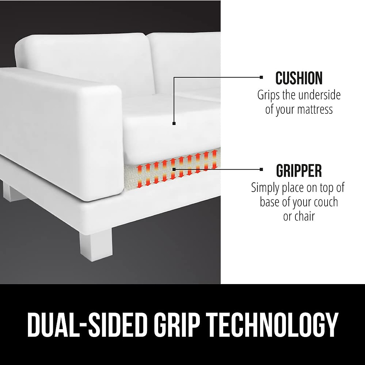 GORILLA GRIP Non Slip Mattress Gripper, Prevents Mattresses from Sliding and Holds Bed in Place, Pad Grips Beds, Sofa, Couch, Chair Cushions and Helps Keep Topper from Slipping, Easy Trim Pads