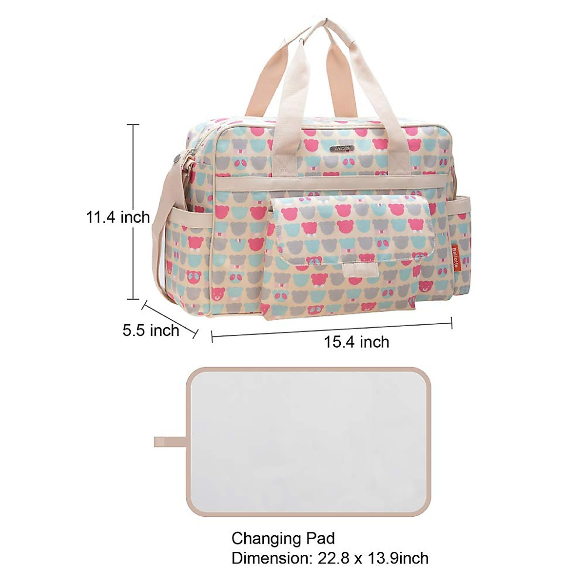 Bellotte Diaper Tote Bags for Girl, Large Capacity, Stylish and Durable