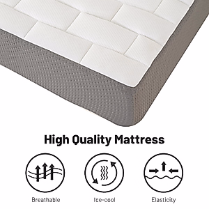 Greaton, 7-Inch Medium Firm High Density Foam Mattress, Comfortable Mattress for Cooler Sleep, Zippered and Washable Cover, Twin, White