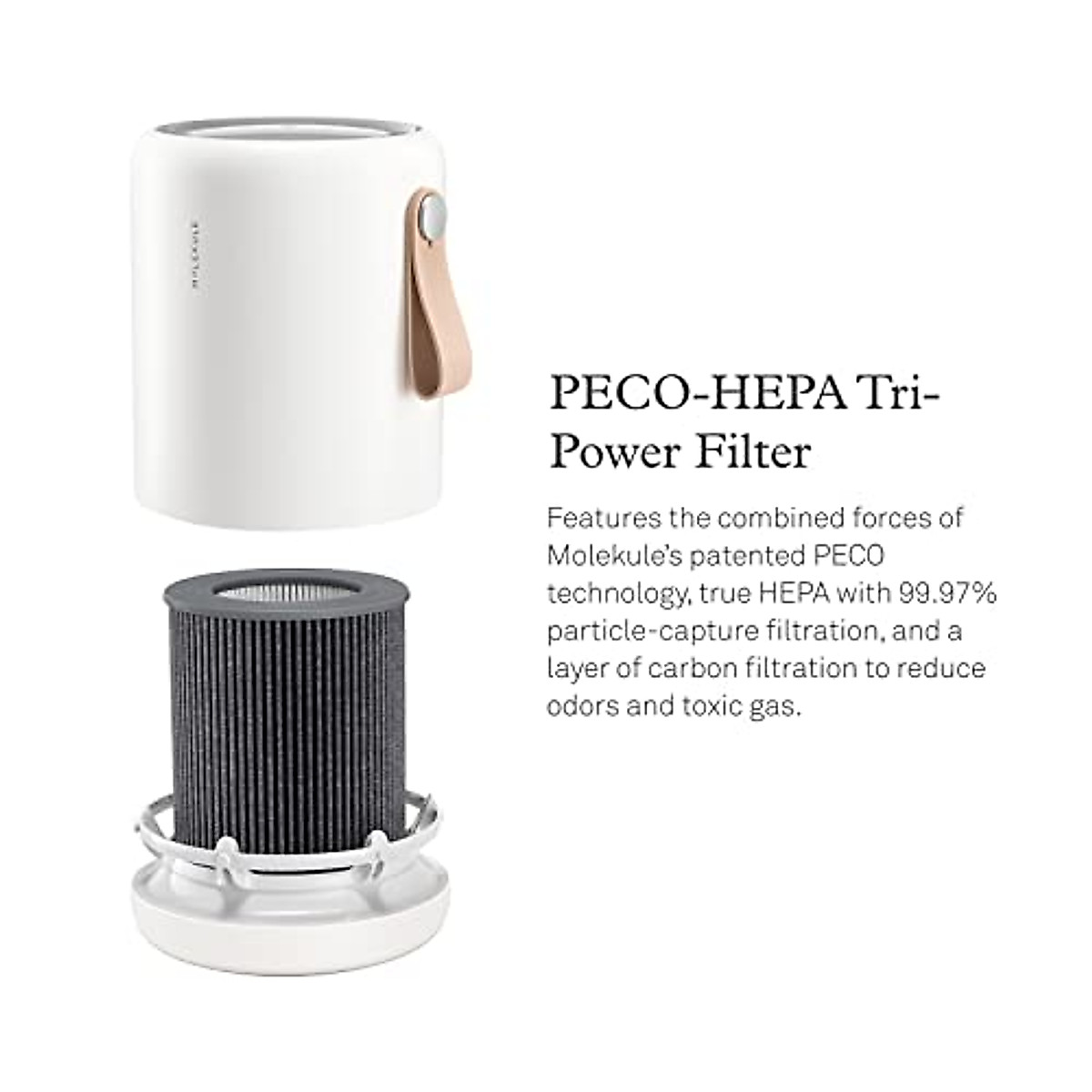 Molekule PECO-HEPA Tri-Power Filter Air Mini and Mini+ | Air Purifier Replacement Filters with PECO and HEPA Technology, Eliminates Smoke, Mold, Bacteria & Other Pollutants for Clean Air - Gray