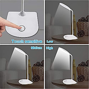 DEEPLITE LED Desk Lamp with Flexible Gooseneck 3 Level Brightness, Battery Operated Table Lamp 5W Touch Control, Compact Portable lamp for Dorm Study Office Bedroom, Eye-Caring and Energy Saving