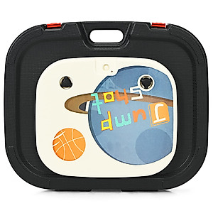 Costzon Toddler Basketball Hoop, 3-in-1 Sports Activity Center w/Ring Toss, Soccer Goal, 4.4Ft-5.2Ft Height Adjustable, Ball & Pump, Baby Indoor Outdoor Basketball Stand Set (Lovely Bear)