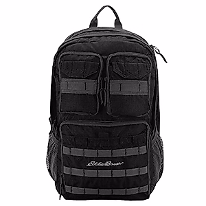 Eddie Bauer Cargo Backpack 30L Access Computer Sleeve and Dual Mesh Side Pockets, Black