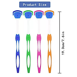 PIVHWIR 4-Pack Tongue Scrapers, Tounge Scraper Cleaner Keep Fresher Breath, Tongue Cleaner Brush for Adults Kid Helps Fight Bad Breath（Random Color）