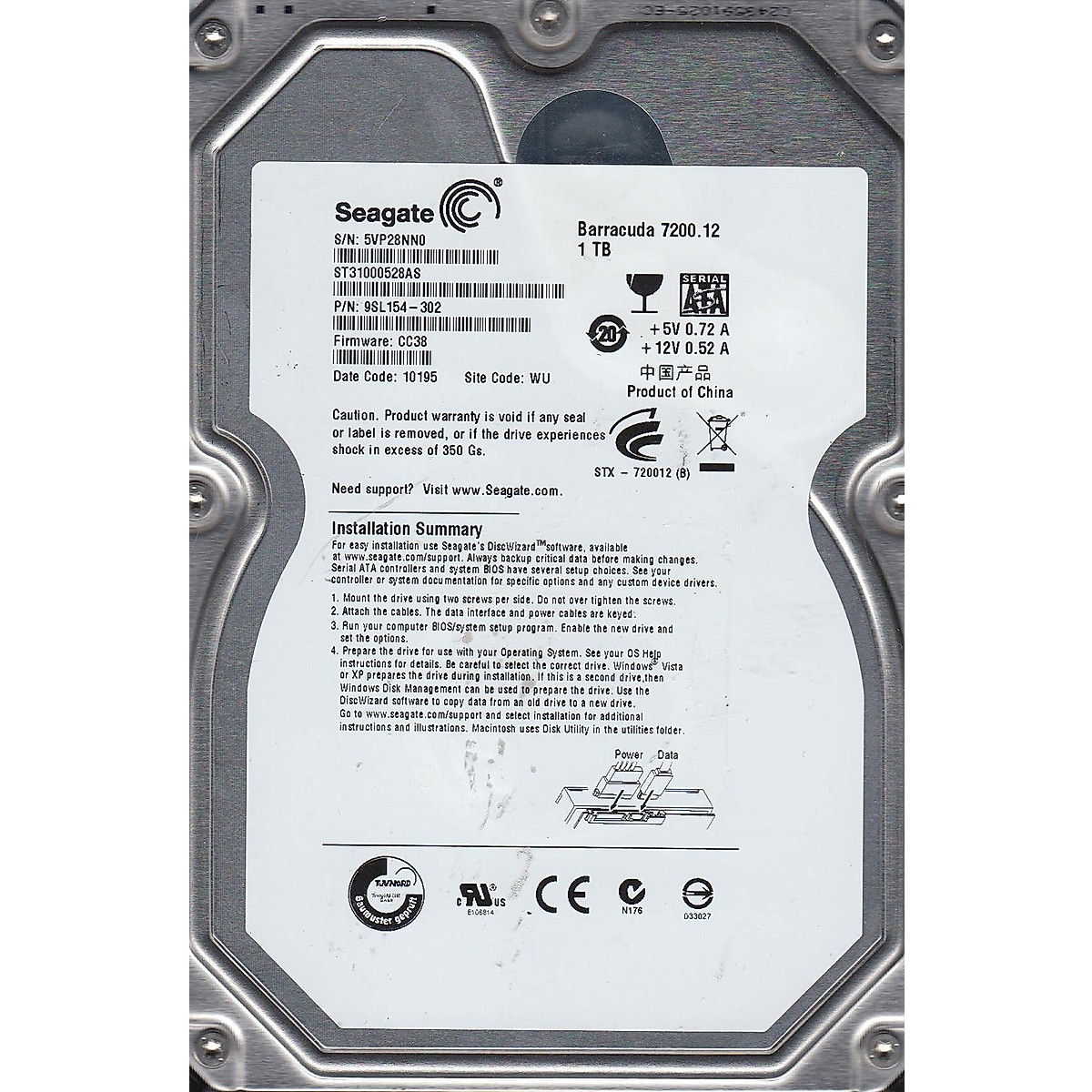 Seagate ST31000528AS 1TB Hard Drive (Renewed)