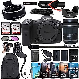 Canon EOS R5 Mirrorless Digital Camera with RF 24-105mm STM Lens and Mount Adapter EF-EOS R Bundle + Deluxe Accessories Kit