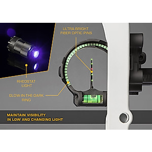 Trophy Ridge React V5 Archery Bow Sight - 5 Vertical Pins, Tool Less Windage and Elevation Adjustability, 2nd Axis Leveling, Adjustable Click Light, Right Hand, 0.019 Pin