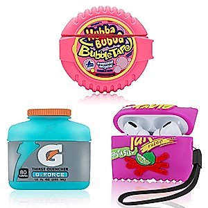 [3Pack] Cute Silicone Cover for Airpod Pro 2 Generation,Sport Water+Bubble Gum+Purple Potato Funny 3D Food Protective Cases Accessories for Airpods Pro 2nd Generation,Kawaii Case for Boys Girls Kids