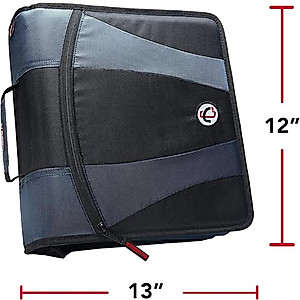 Case-it The Dual 2.0 Zipper Binder - Two 2 Inch D-Rings - 5 Subject File Folder - Multiple Pockets - 800 Sheet Capacity - Comes with Shoulder Strap - Black Dual-301