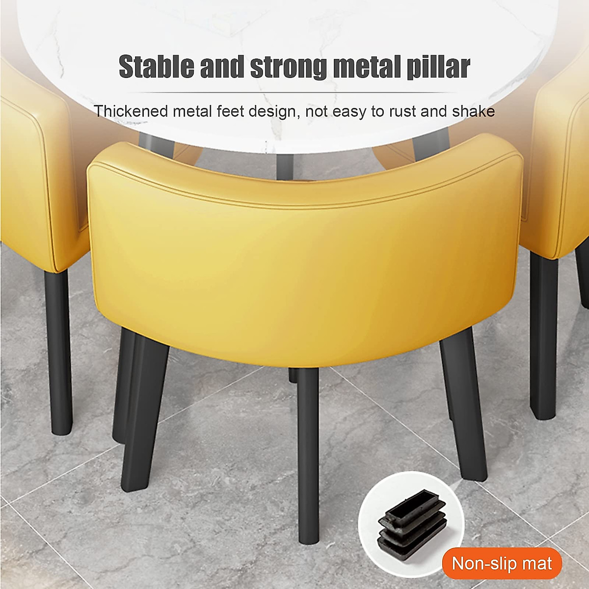 Small Conference Room Negotiation Table Sets,marble Round Table and PU backrest Chair Sets5-Piece,Office Reception Round Table and lounge chair Set,Coffee Table and Chair Set,for Family Apartment