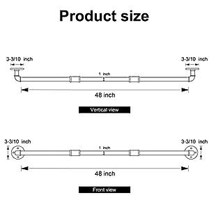 HouseAid 48 Inch Industrial Pipe Towel Bar, Farmhouse Iron Hand Towel Holder, Vintage Style Towel Rod for Bathroom, Wall Mounted, Antique Silver (Hook Included)