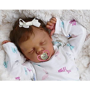 iCradle Black Realistic Reborn Baby Dolls Girls 18 Inch African American Lifelike Sleeping Newborn Baby Doll Gift Set