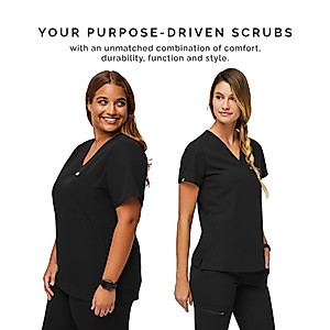 FIGS Catarina One-Pocket Scrub Top for Women — Black, S