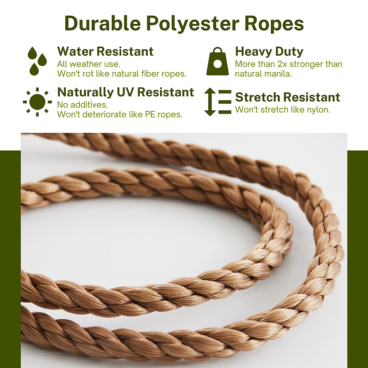 Wooden Tree Swing for Kids - ASTM F1148-21 Certified - Double Coated 16.5”x7.8” Wood Swing Seat for Outside - Weatherproof Adjustable Polyester Ropes - Outdoor or Indoor Kids Tree Swing Set - Backyard