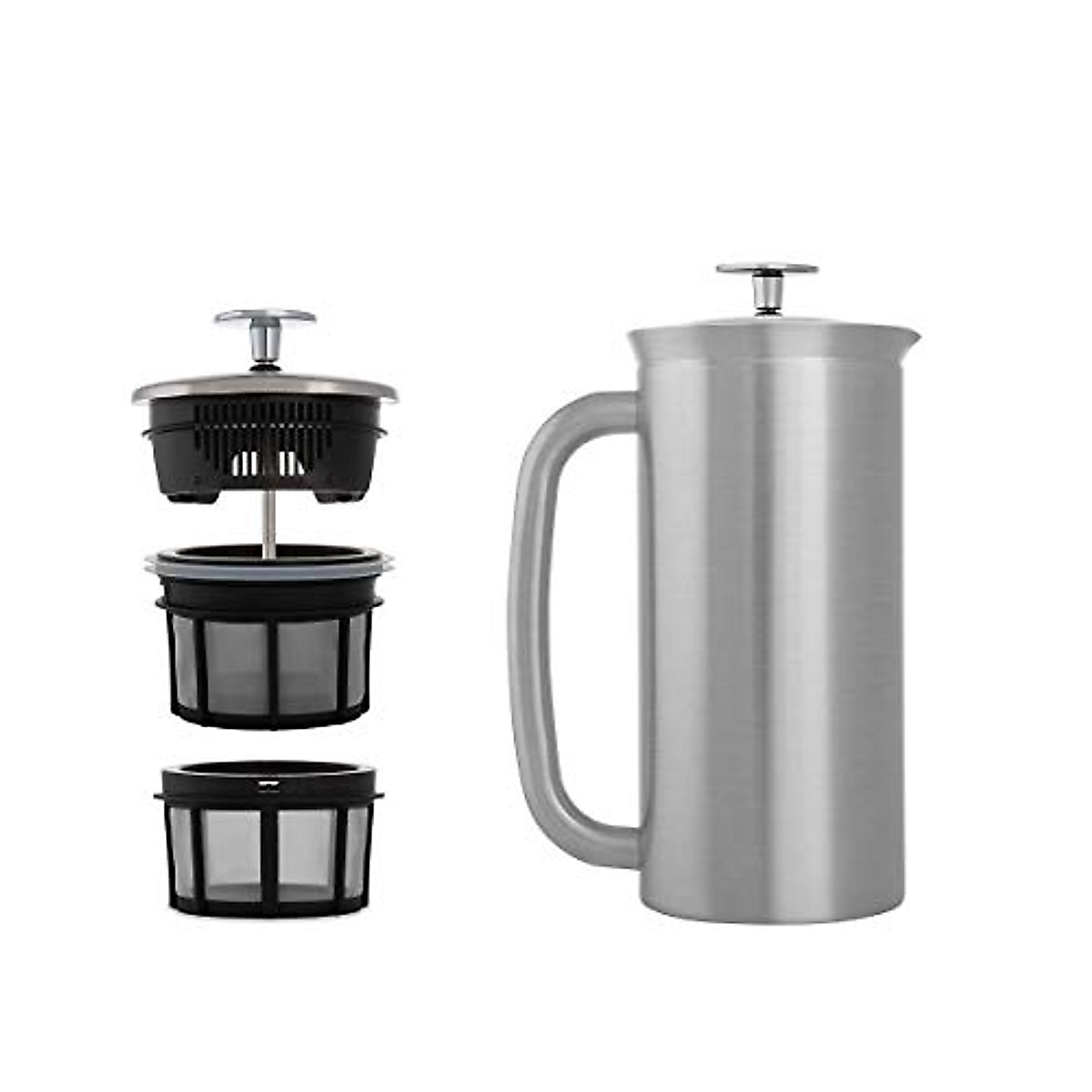 ESPRO - P7 French Press - Double Walled Stainless Steel Insulated Coffee and Tea Maker with Micro-Filter - Keep Drinks Hotter for Longer, Perfect for Home (Brushed Stainless Steel, 32 Oz)