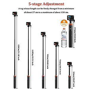 UURig Extendable Gopro Tripod for Insta360 Selfie Stick Gopro Hero 10/9/8/7/6/5 Black/Gopro Max DJI Osmo Action Insta 360 AKASO Action and More Action Camera (T3)