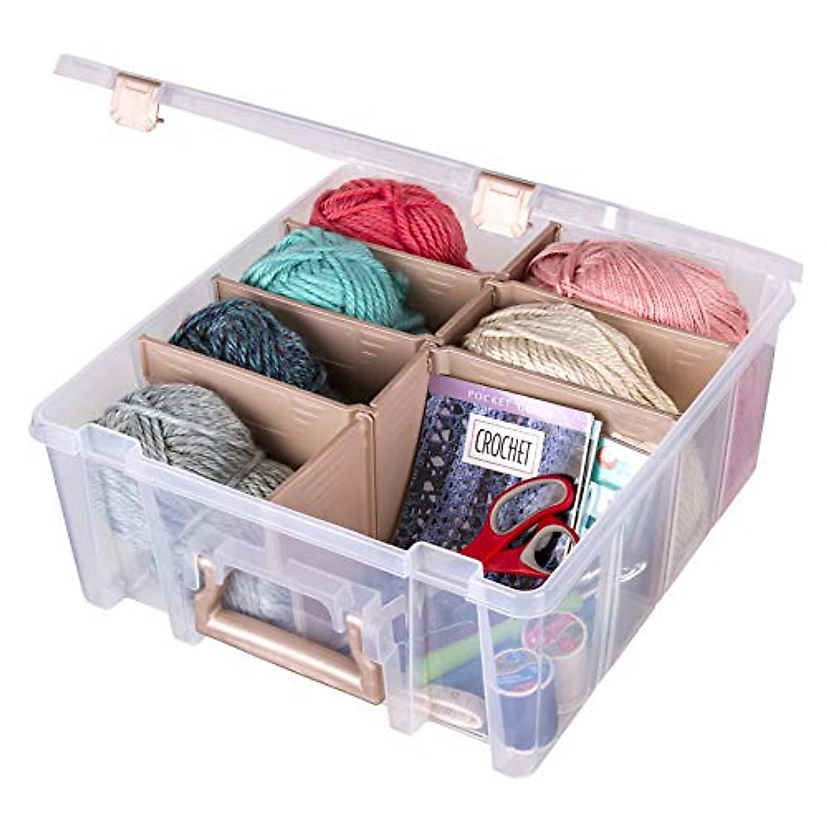 ArtBin Super Satchel Compartment Box - Stackable Durable Art Storage with 8 Removable Compartments, Smart Closure, and Portable Design for Craft Supplies, Threads, Ribbons, Paint Tubes