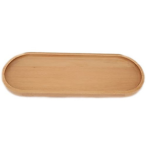 Fermus Wooden Tray 12.5 Inch Long Jewelry Dish Cosmetics Organizer Bathroom Clutter Wood Decorative Serving Platter Small Storage Tray, Oval