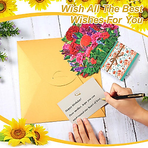 VZZNN 3 Pack Paper Flower Pop Up Cards,Forever Bouquet 3D Popup Paper Greeting Cards with Note Cards and Envelopes for all occasion,Mother's Day Gift,Anniversary,Birthday,Valentine,Christmas