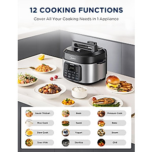 Midea WideMax 12-in-1 Electric Pressure Cooker, 6.5 Quart, 12 Presets, Multi-Functional Programmable Slow Cooker, Rice Cooker, Steamer, Sauté Pan, Cake, Yogurt, Warmer and More