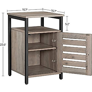 Usumairu End Table with Open Shelf, Side Table, Inner Adjustable Shelf, Steel Frame, 15.7 x 15.7 x 23.6 Inches, Bedroom, Industrial, Greige and Black ULET062B02