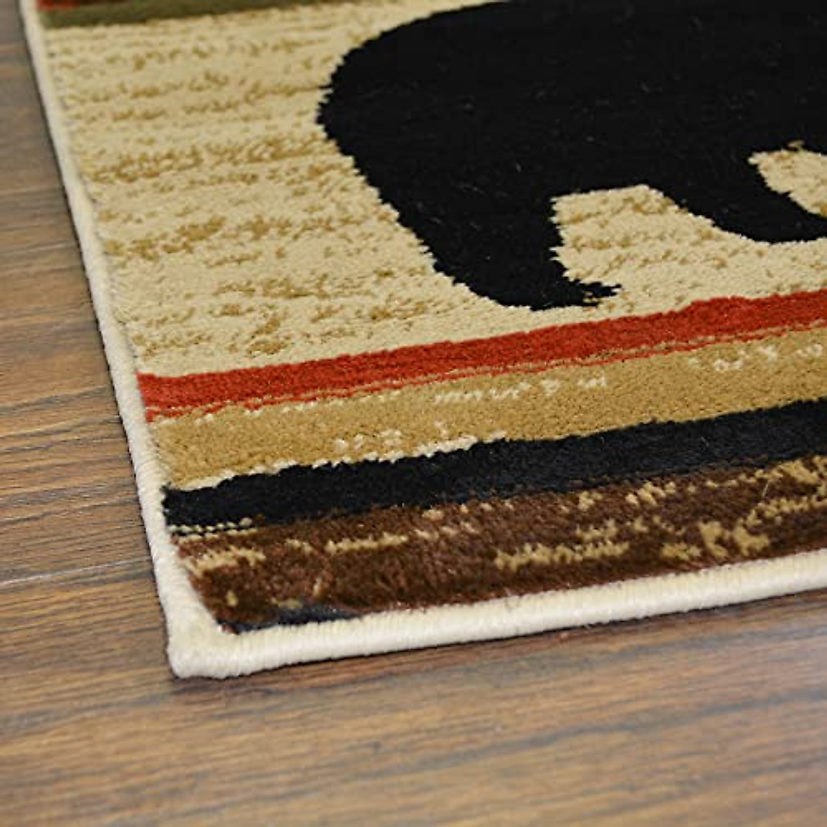 Rustic Lodge, Bear Cabin 5x7 Area Rug, 5'3"x7'3" Multi 7482
